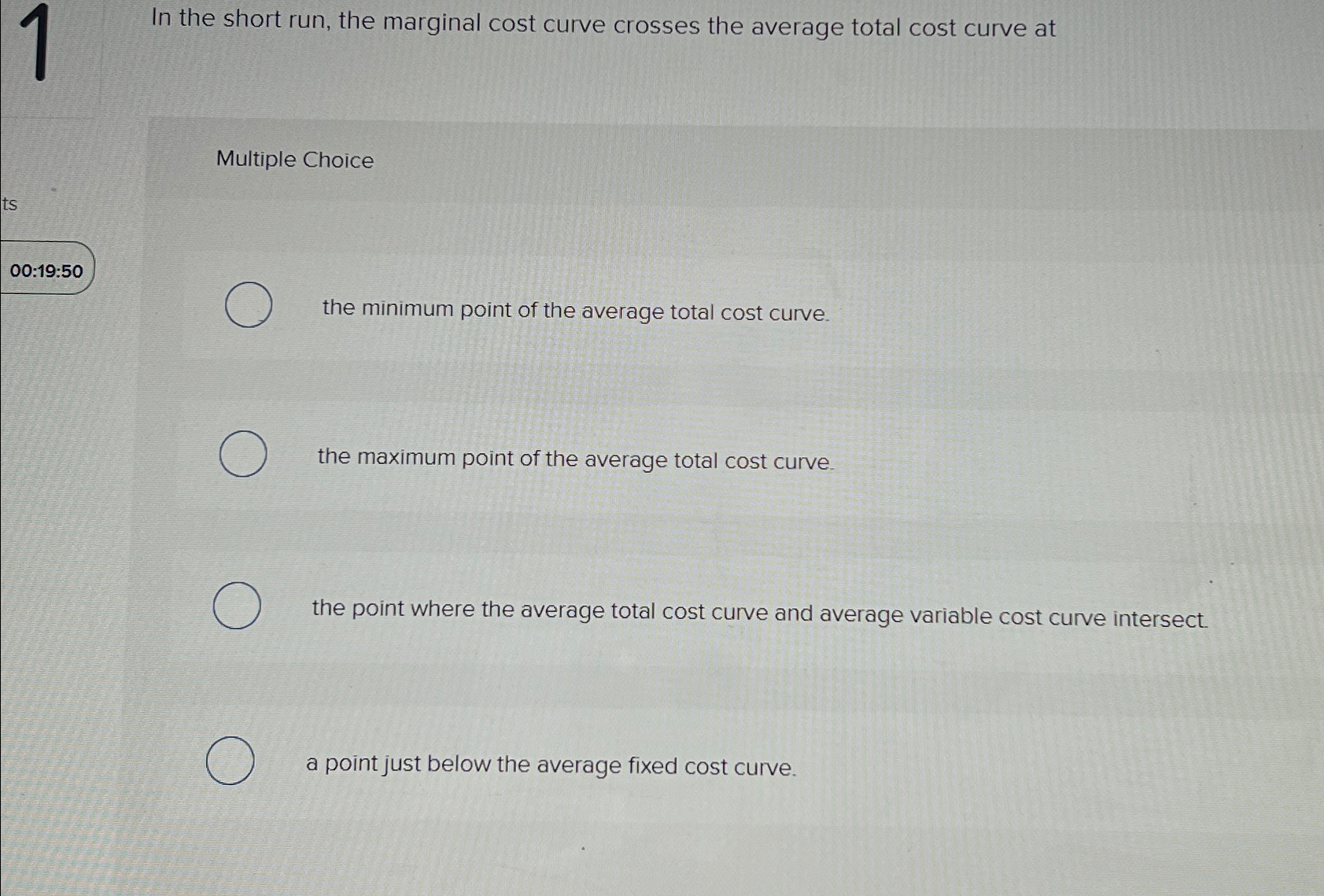 Solved In the short run, the marginal cost curve crosses the | Chegg.com