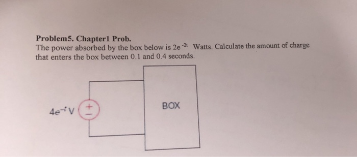 Solved Problem 5. Chapter1 Prob. The power absorbed by the | Chegg.com