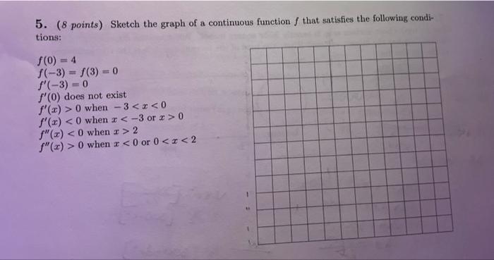 Solved 5. ( 8 points ) Sketch the graph of a continuous | Chegg.com