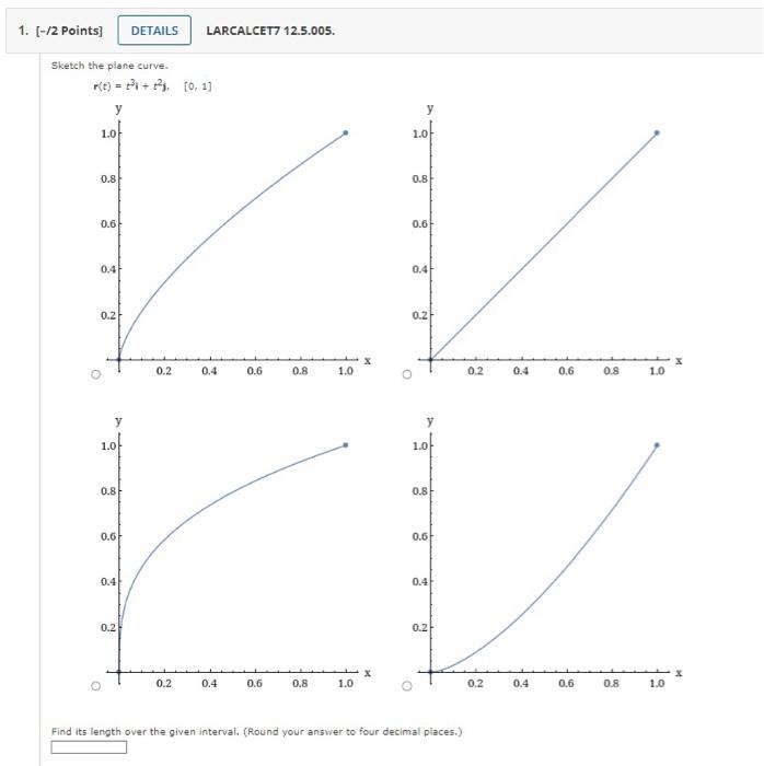 Solved Sketch the plane curve. Find its length over the | Chegg.com