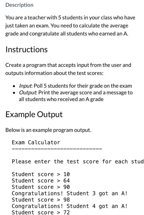 Solved Instructions Create a program that accepts input from | Chegg.com
