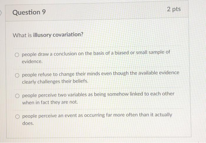 Solved What is illusory covariation? people draw a | Chegg.com