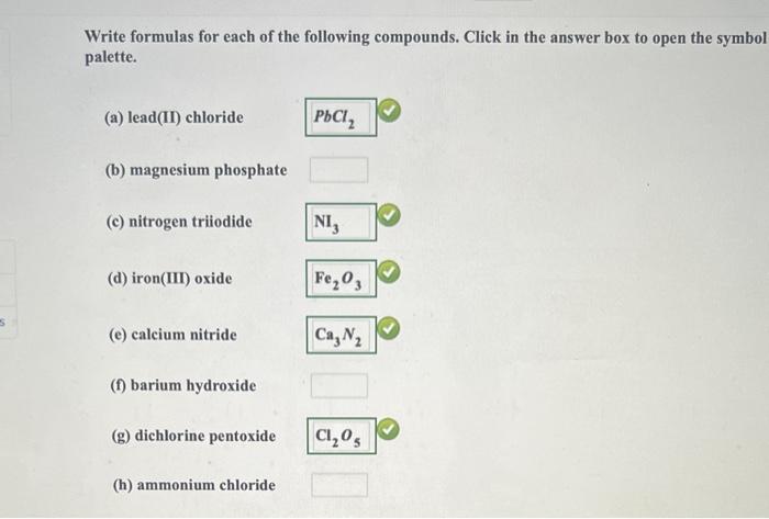 Solved Write Formulas For Each Of The Following Compounds 