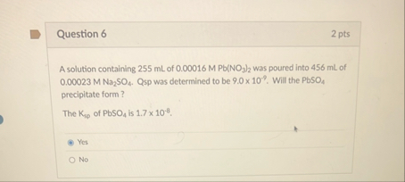 Solved Question 62 ﻿ptsA solution containing 255 ﻿mL of | Chegg.com