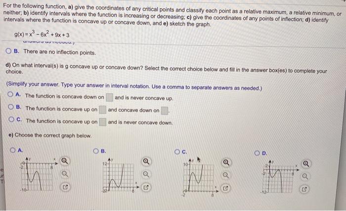 Solved For the following function, a) give the coordinates | Chegg.com