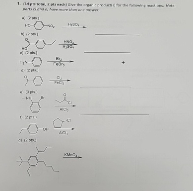 Solved (14 ﻿pts fotal, 2 ﻿pts each) ﻿Glve the organic | Chegg.com