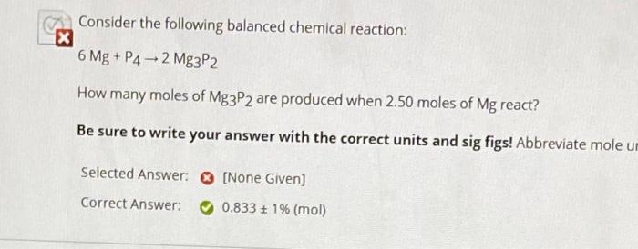 Solved Consider the following balanced chemical reaction: | Chegg.com