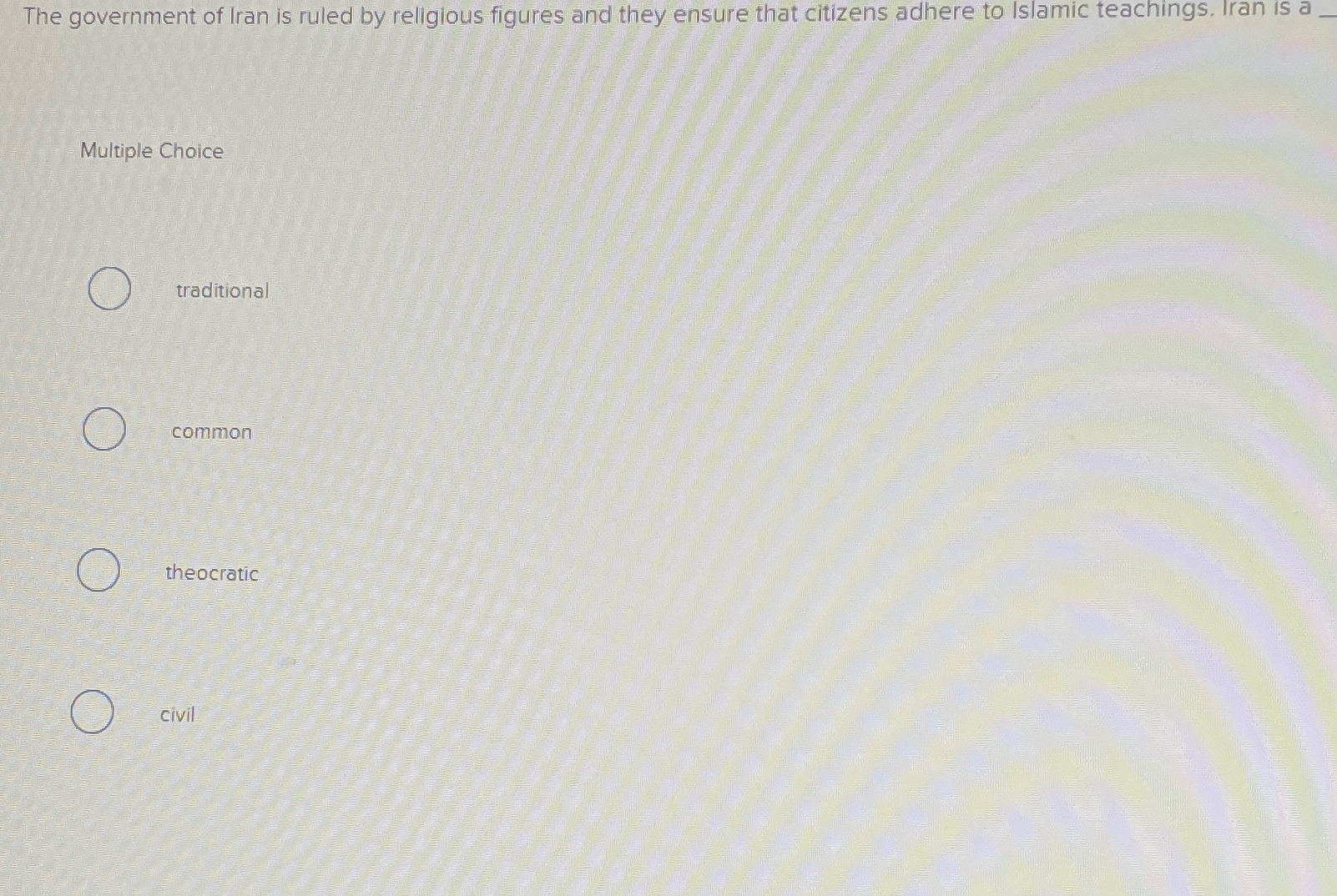 Solved The government of Iran is ruled by religious figures | Chegg.com