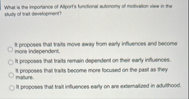 Solved What is the importance of Allport's functional | Chegg.com