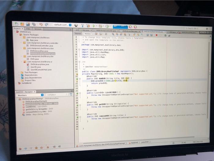in java netbeans, getting error, trying to make dvd | Chegg.com