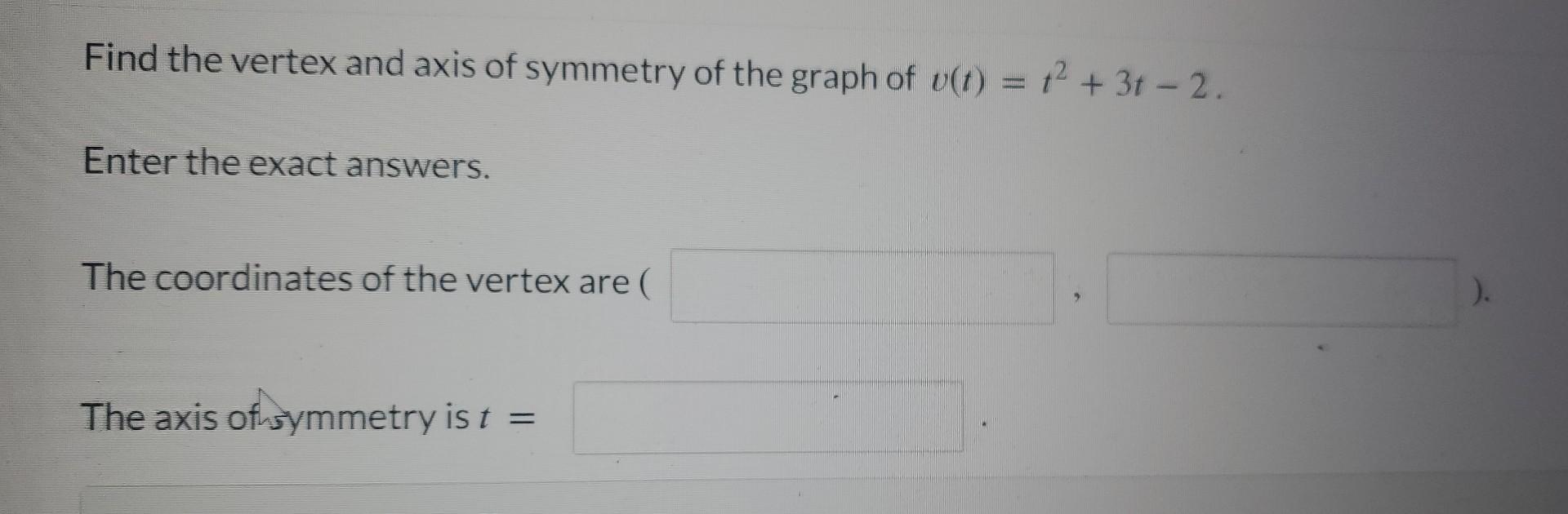 Solved Find the vertex and axis of symmetry of the graph of | Chegg.com