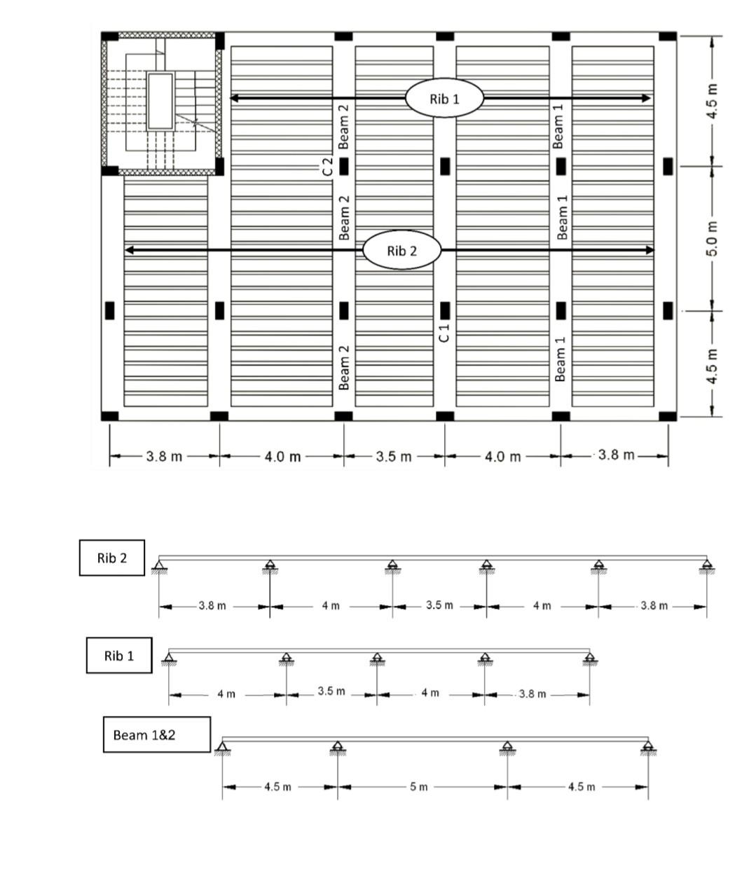 Considering the ribbed slab plan with section and | Chegg.com