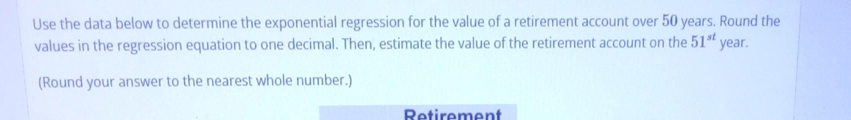 Solved Use the data below to determine the exponential | Chegg.com
