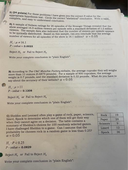 Solved 3) (24 points) For these problems I have given you | Chegg.com