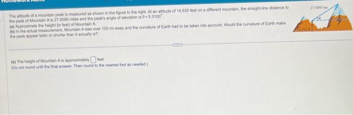Solved The altude of a mountain peak is measured as shown in | Chegg.com