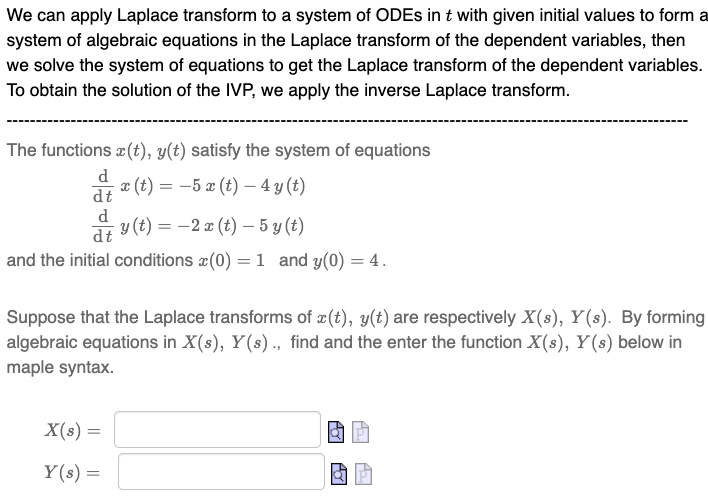 Solved We can apply Laplace transform to a system of ODEs in | Chegg.com
