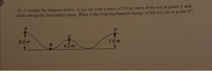 Solved 16. Consider the diagram below. A toy car with a mass | Chegg.com