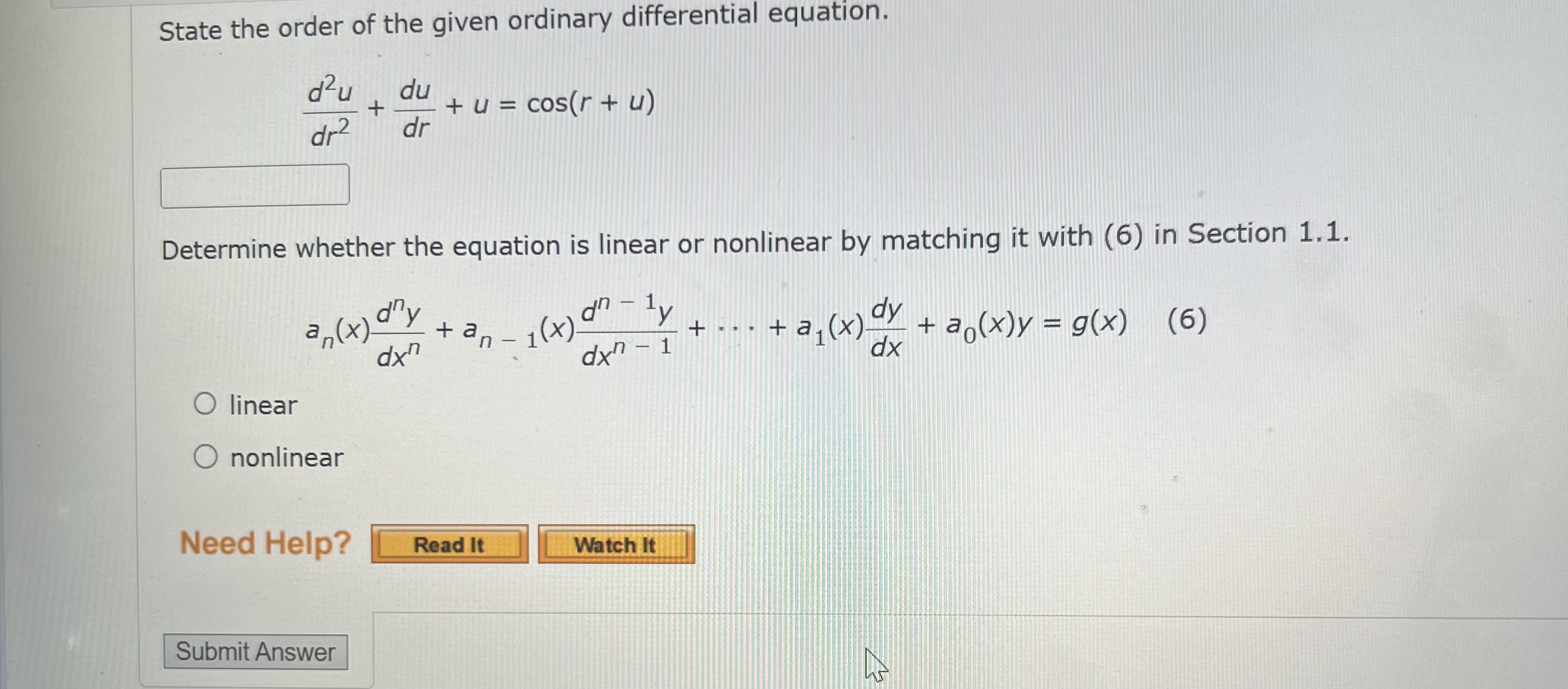 Solved State The Order Of The Given Ordinary Differential