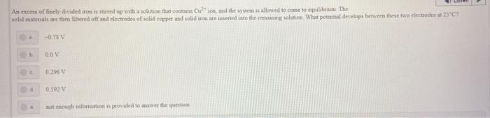 Solved An excess of finely divided iron is sured with a | Chegg.com