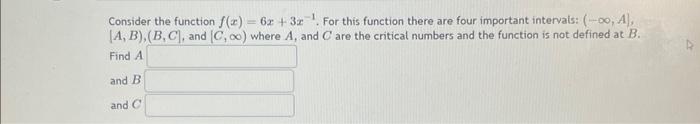 Solved Consider the function f(x)=6x+3x−1. For this function | Chegg.com