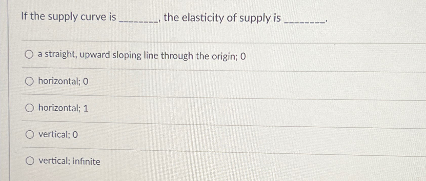 Solved If the supply curve is the elasticity of supply isa | Chegg.com