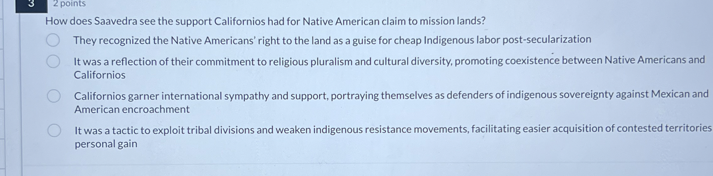 Solved 32 ﻿pointsHow does Saavedra see the support | Chegg.com