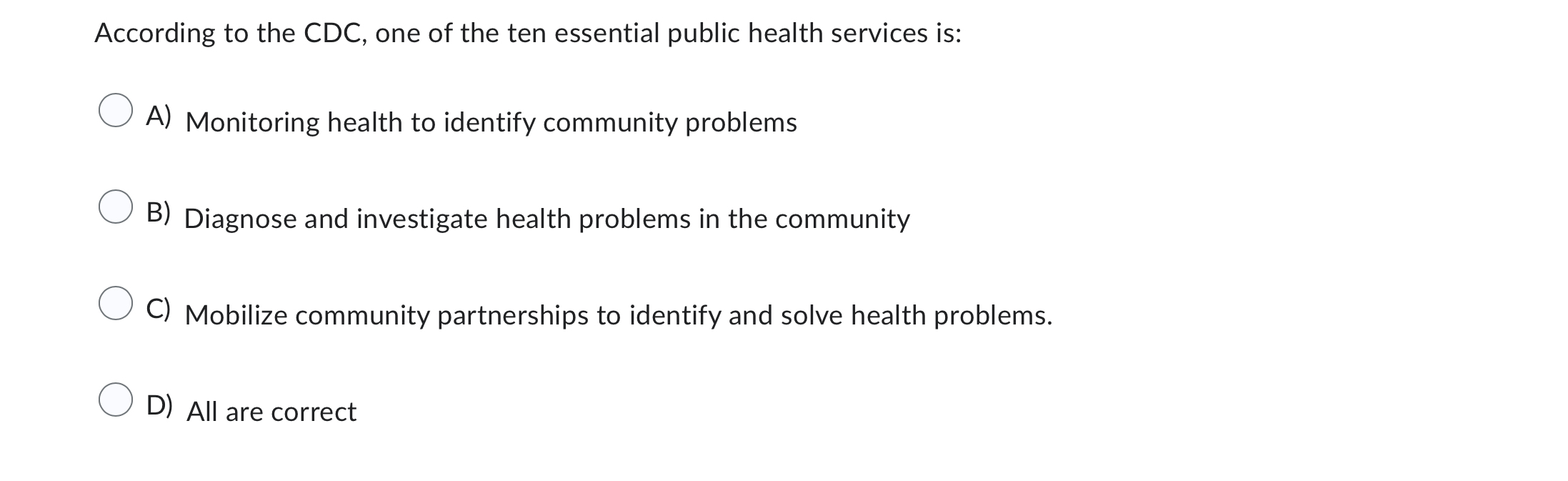Solved According to the CDC, ﻿one of the ten essential | Chegg.com