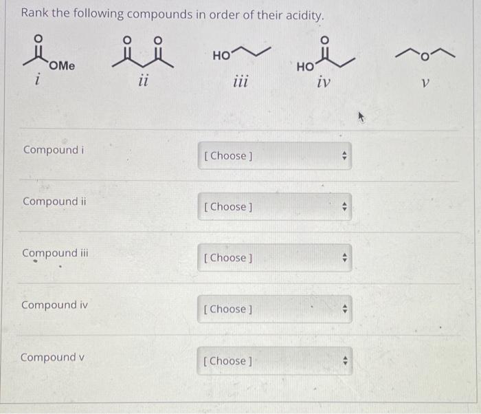Solved Rank the following compounds in order of their | Chegg.com