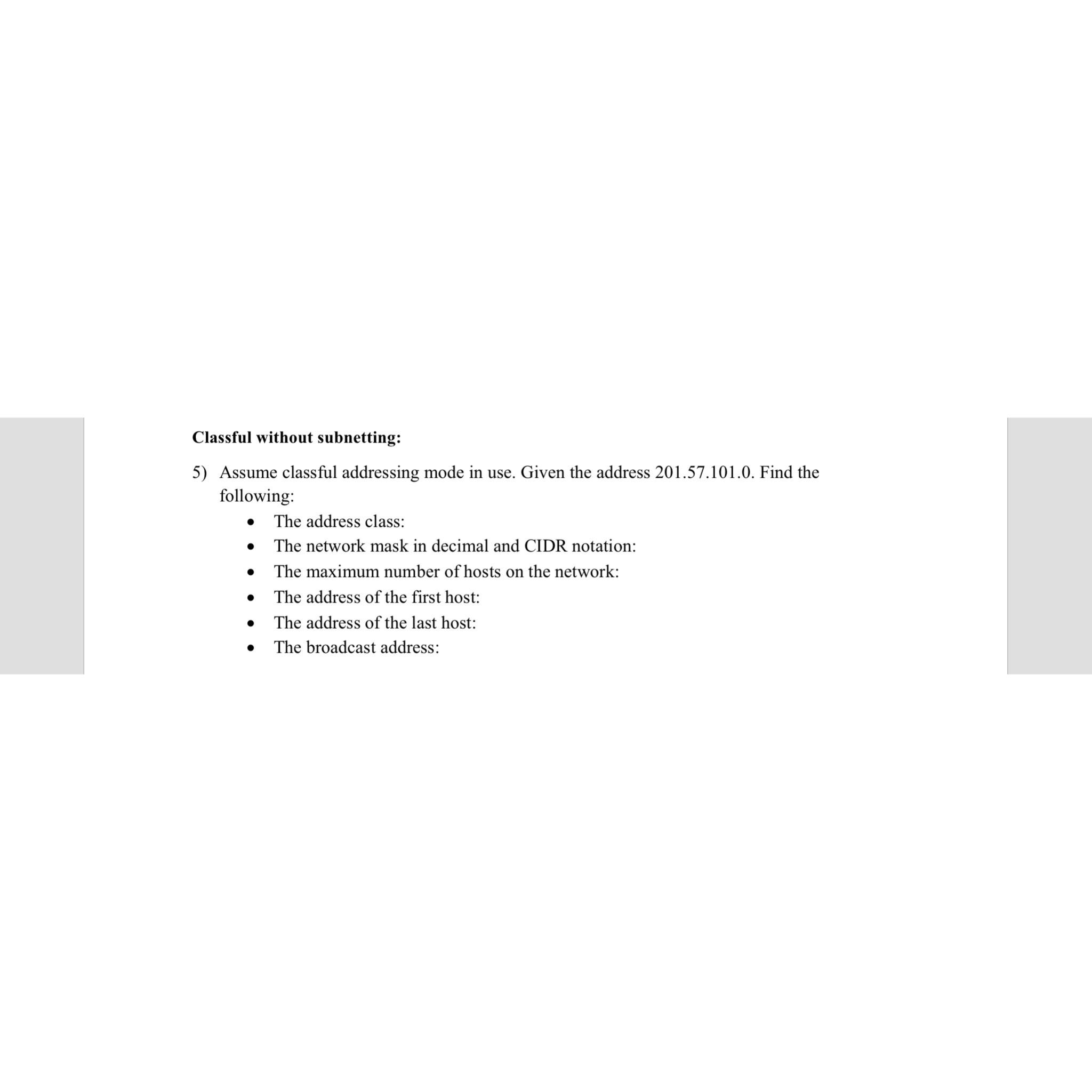 Solved Classful Without Subnetting Assume Classful