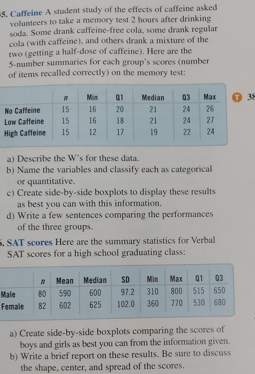 Solved est scores Three Statistics classes all took the same | Chegg.com