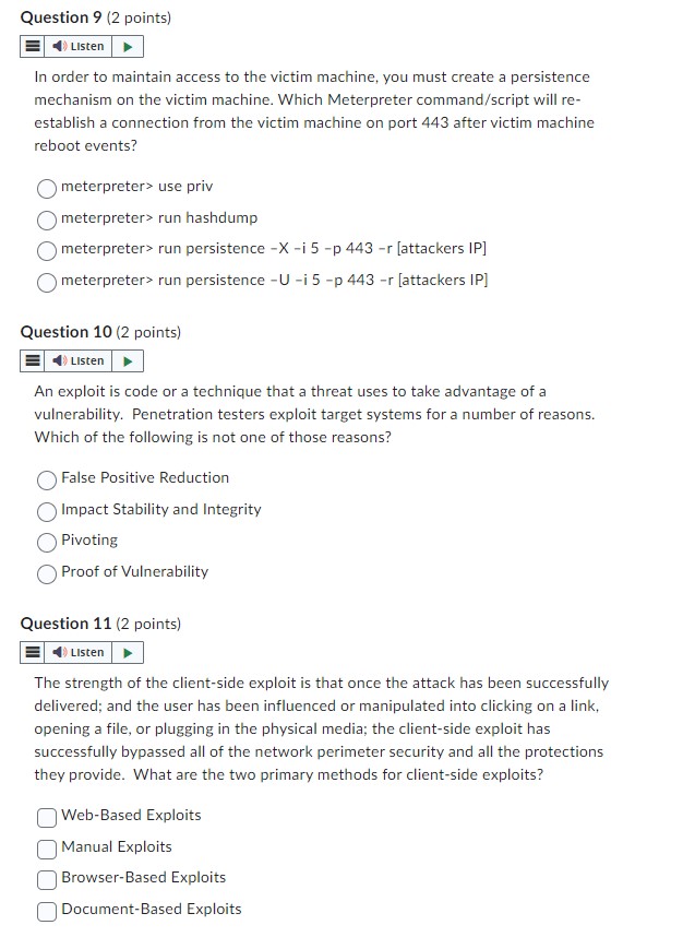 Solved Question 9 (2 ﻿points)In order to maintain access to | Chegg.com