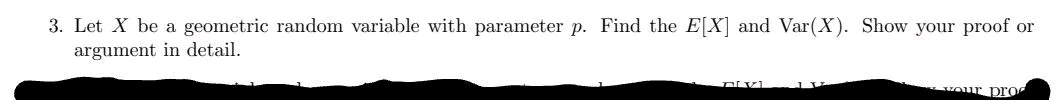 Solved Let X ﻿be A Geometric Random Variable With Parameter 7992