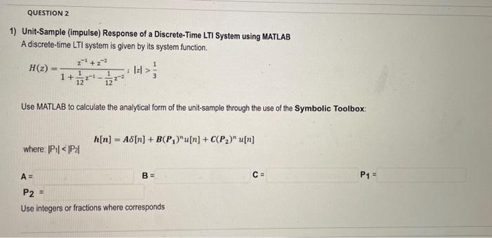 Solved 1) Unit-Sample (impulse) Response of a Discrete-Time | Chegg.com