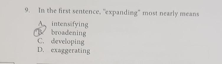 Solved In the first sentence, "expanding" most nearly meansA | Chegg.com