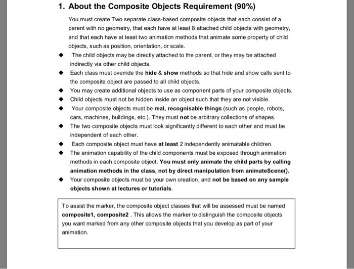 1. About the Composite Objects Requirement (90%) You | Chegg.com