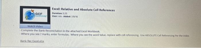 Solved Excel: Relative and Absolute Cell References | Chegg.com