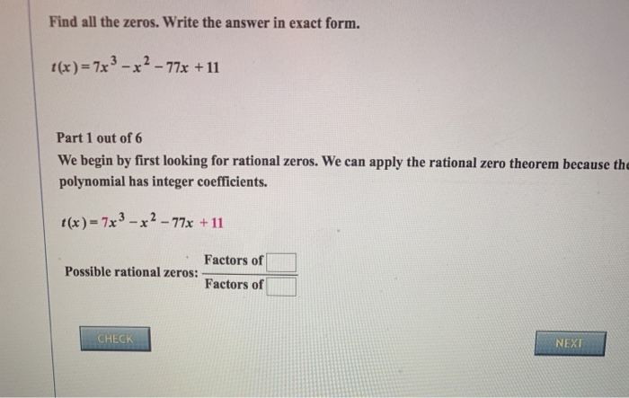 Solved Find all the zeros. Write the answer in exact form. | Chegg.com