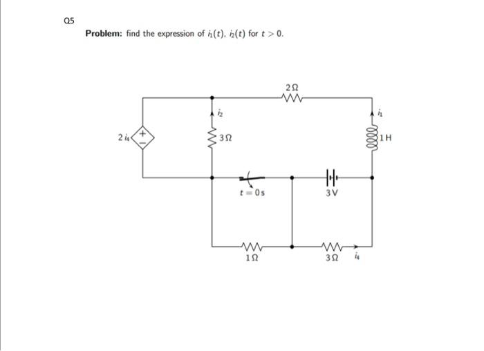 Solved Problem: find the expression of i1(t),i2(t) for t>0. | Chegg.com