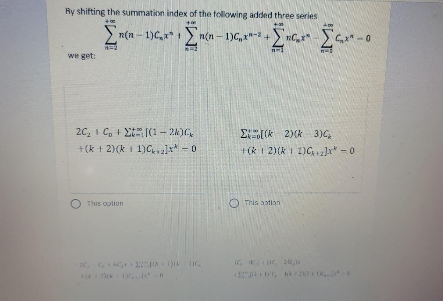 Solved By shifting the summation index of the following | Chegg.com