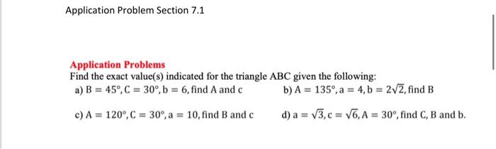 Solved Application Problem Section 7.1 Application Problems | Chegg.com
