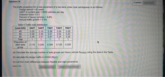 Solved The traffic projection for a new pavement of a | Chegg.com