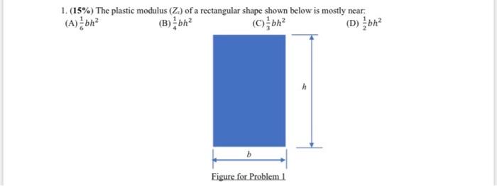 Solved 1. (15%) The plastic modulus (Z.) of a rectangular | Chegg.com