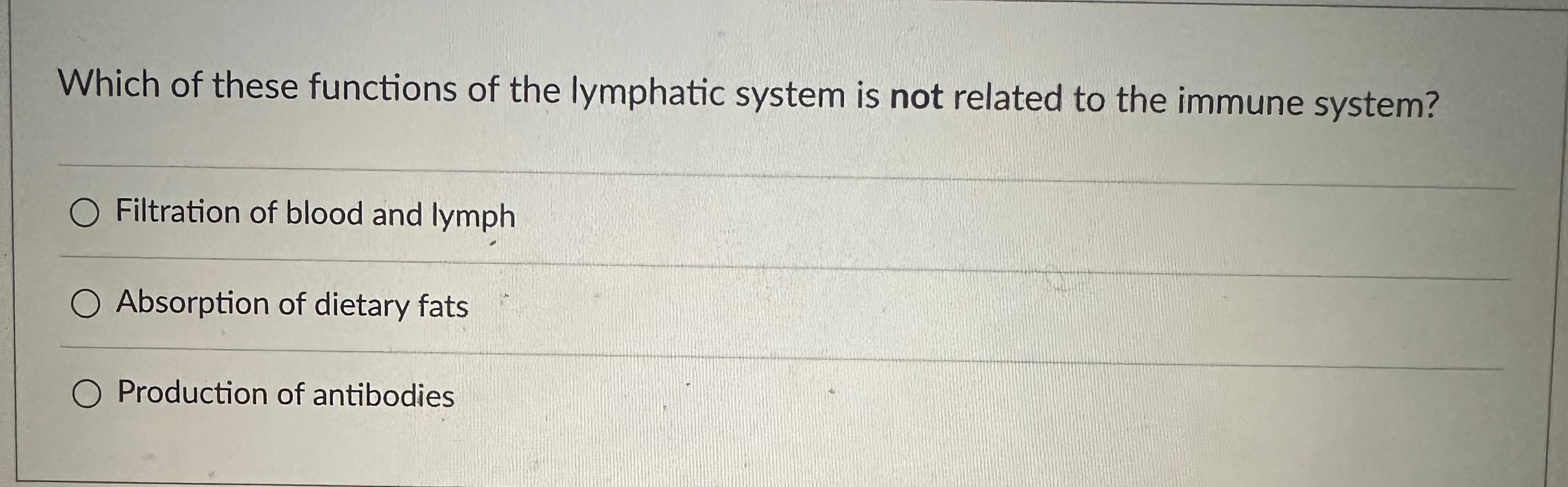 Solved Which of these functions of the lymphatic system is | Chegg.com