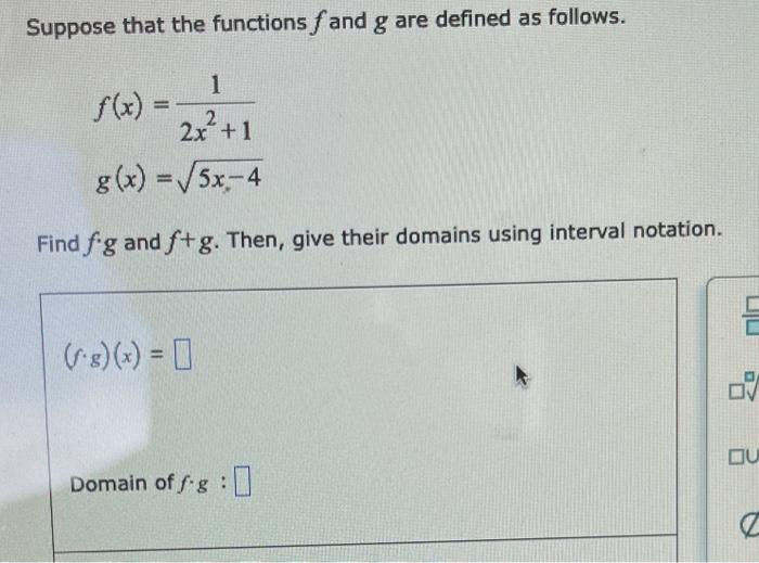 Solved Suppose that the functions fand g are defined as | Chegg.com