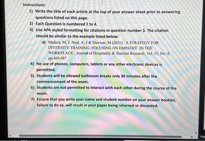 1) Write the title of each article at the top of your | Chegg.com