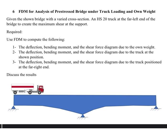 Solved 6 FDM for Analysis of Prestressed Bridge under Truck | Chegg.com