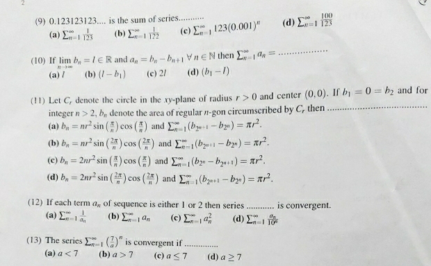 Solved (9) 0.123123123 ﻿is the sum of | Chegg.com