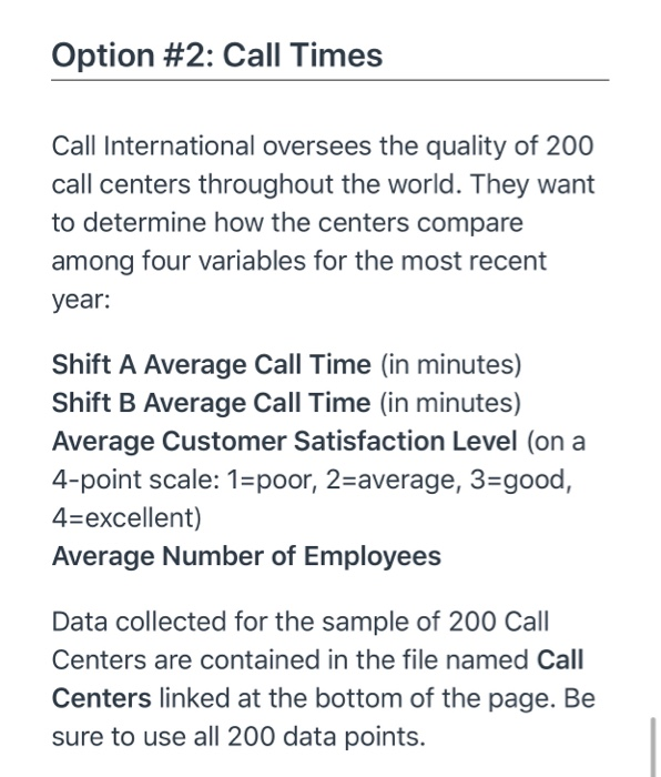 Solved Option #2: Call Times Call International oversees the | Chegg.com
