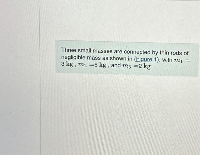 Solved FigureThree small masses are connected by thin rods | Chegg.com