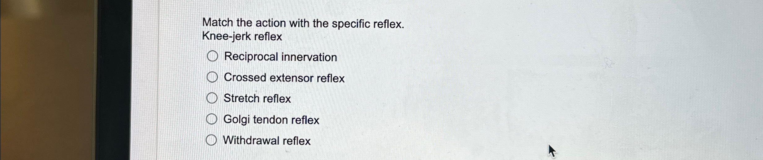 Solved Match the action with the specific reflex.Knee-jerk | Chegg.com